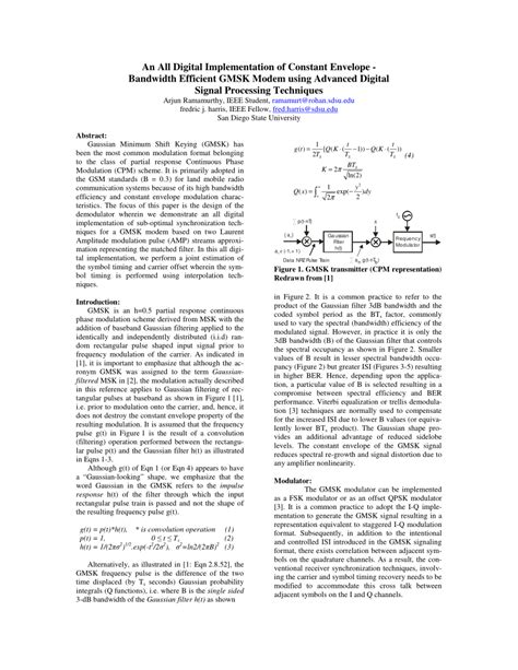 Pdf An All Digital Implementation Of Constant Envelope Bandwidth
