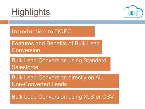 How To Perform Bulk Lead Conversion In Salesforce Ppt