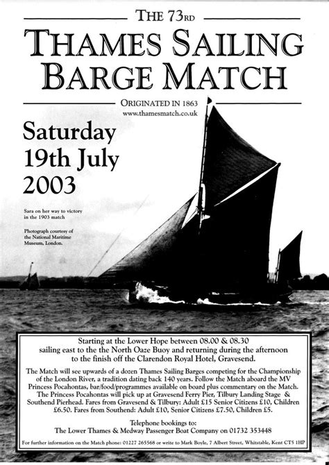 Thames Sailing Barge Match Since 1863