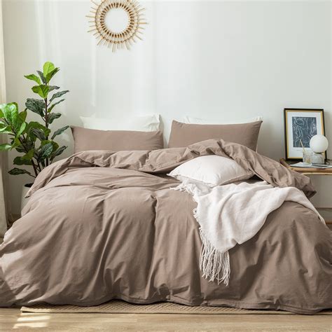 Moomee Bedding Duvet Cover Set 100 Washed Cotton Linen Like Textured Breathable Durable Soft