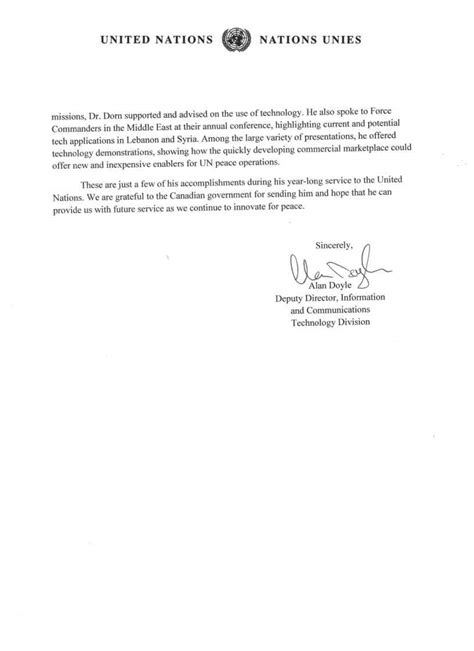 Letter Of Commendation From Un Ictd Deputy Director