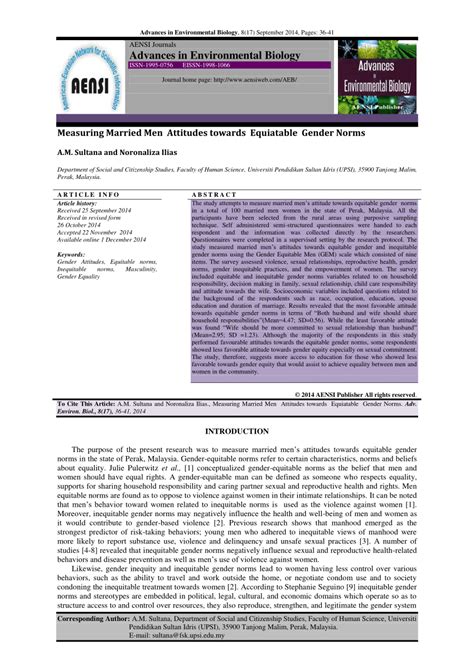 Pdf Measuring Married Men Attitudes Towards Equitable Gender Norms