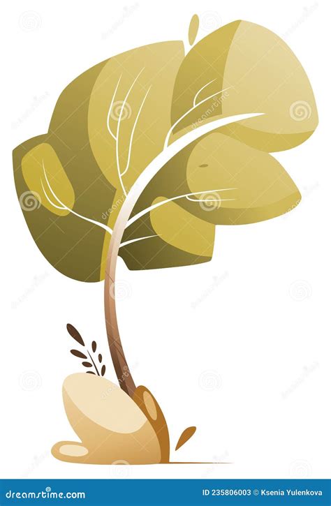 Illustration Of A Tree Swaying In The Wind Stock Vector Illustration Of Organic Green 235806003