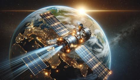 Advanced Satellite Orbiting Earth The Satellite Is Equipped With