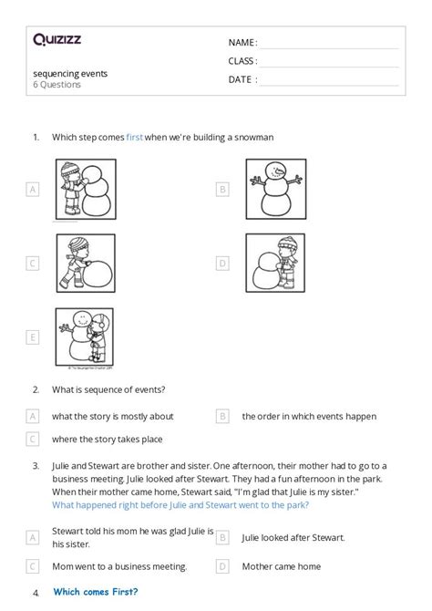 50 Sequencing Events Worksheets On Quizizz Free And Printable