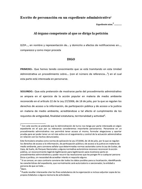 03 Escrito Personacion Expediente Administrativo Descargar Gratis Pdf
