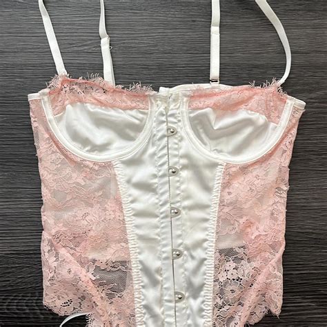 White And Pink Lace Corset Top Cute Slay Goingouttop Depop