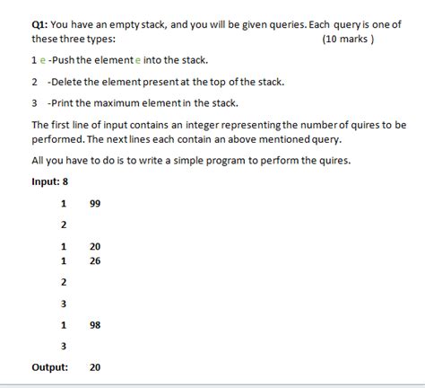 Solved Q1 You Have An Empty Stack And You Will Be Given