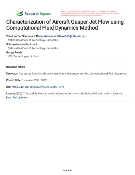 Pdf Characterization Of Aircraft Gasper Jet Flow Using Computational Fluid Dynamics Method