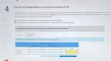 Solved Exercise 22 9 Algo Return On Investment Analysis Lo
