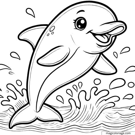 Coloriage Dauphin Facile Souriant