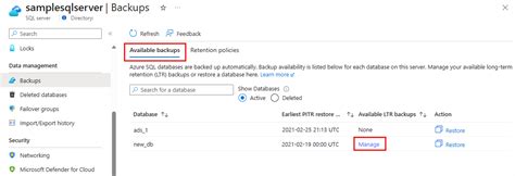 Восстановление базы данных из резервной копии Azure Sql Database