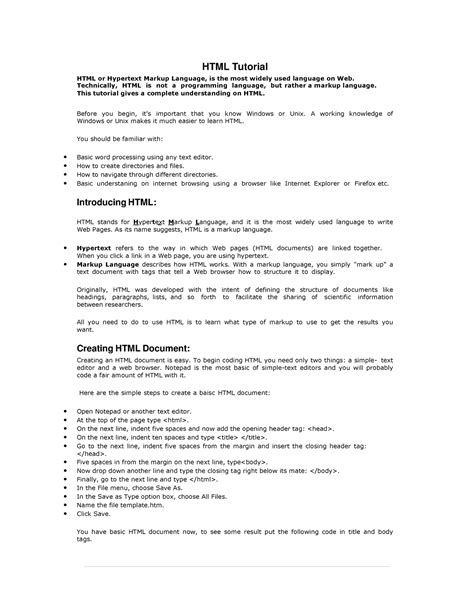 HTML Notes Hhh HTML Tutorial HTML Or Hypertext Markup Language Is The Most Widely Used
