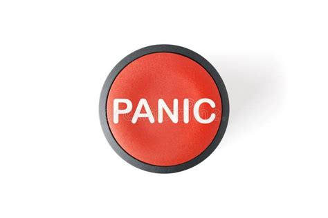 red circular push button labeled `nuclear` on white background stock