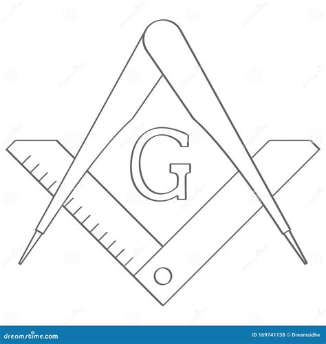 Vector Icon With Masonic Square And Compasses Stock Vector