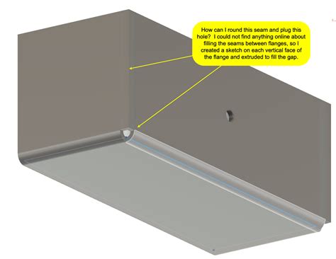 Solved How To Fill The Seam Between Two Vertical Flanges In A Sheet Metal Design Autodesk