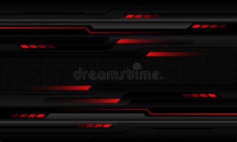 Abstract Metallic Red Line Black Cyber Geometric Black Hexagon Mesh