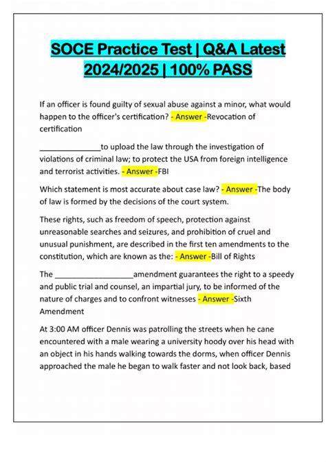 Soce Practice Test Qanda Latest 2024 2025 100 Pass Soce Stuvia Us