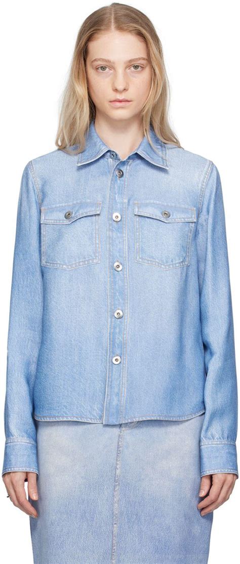 Bottega Veneta Blue Printed Shirt Lyst