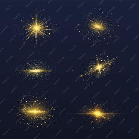 Premium Psd Golden Sparkles Overlay Design Element Psd Set