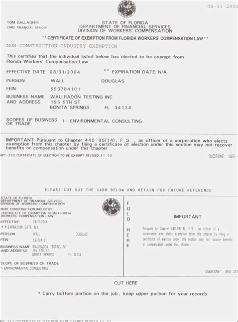Workmans Comp Exemption Form Florida Form Resume Examples Pa8mg5nkra