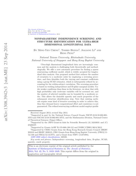 pdf nonparametric independence screening and structure identification
