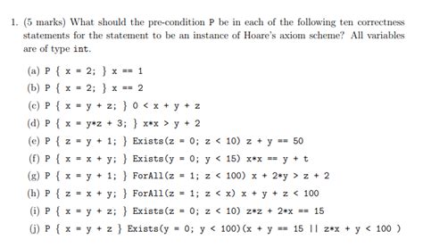 1 5 Marks What Should The Pre Condition P Be In