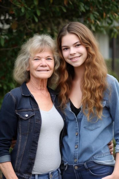 Premium Ai Image A Mother And Daughter Standing Outside With Their