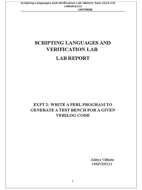 Test Bench Generation Using Perl Script Pdf Control Flow Perl
