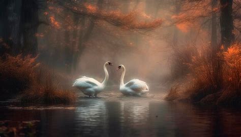 Premium Ai Image Mute Swan Elegance Reflected In Tranquil Pond