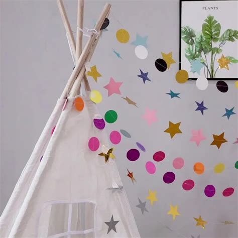 Badu Bg Ins Creative 4m The Five Pointed Star Flag Кръгла звезда Хартиени гирлянди Банер Фон за