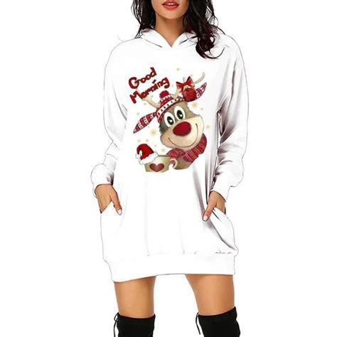 Robe De Noël Femme Pull De Noël Famille Moche Sweat À Capuche Hiver