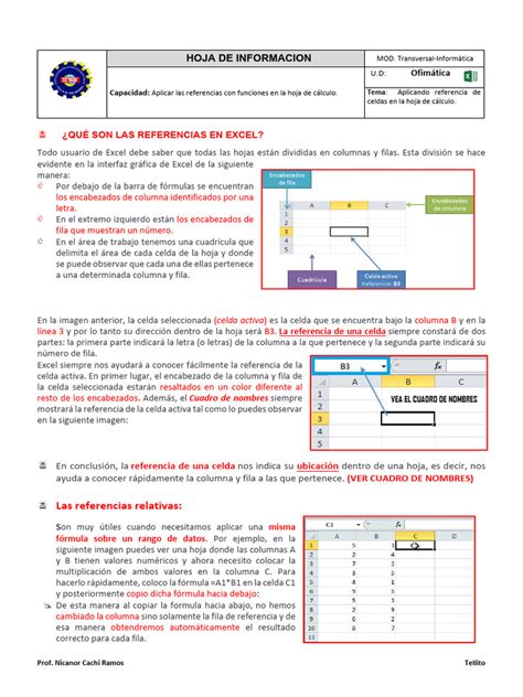 Hoja De Informacion De Excel Semana 4 Pdf Microsoft Excel Hoja De