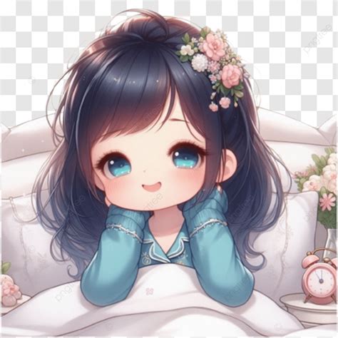 فتاة الكرتون لطيف يستيقظ منبه صباح جذاب Png صورة للتحميل مجانا