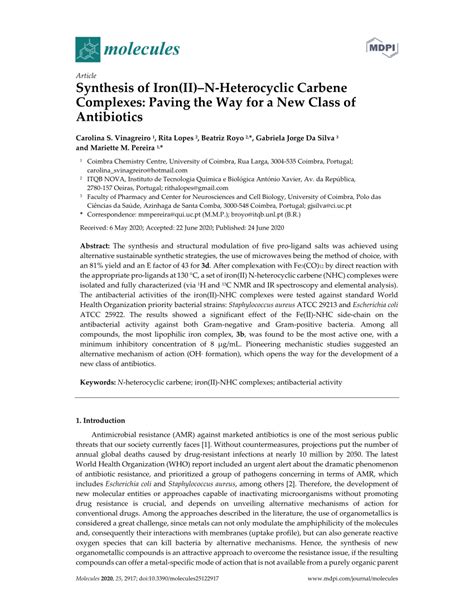 Pdf Synthesis Of Ironiin Heterocyclic Carbene Complexes Paving The Way For A New Class Of