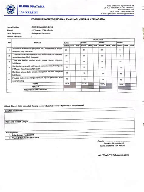 Formulir Monitoring Dan Evaluasi Pdf