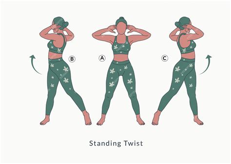 Premium Vector Standing Twist Exercise Woman Workout Fitness Aerobic