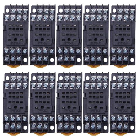 10x Pyf14a Din Rail Power Relay Socket Base 14 Pin For My4nj Hh54p My4
