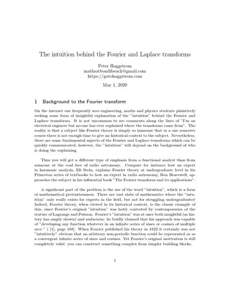 the intuition behind the fourier and laplace transforms pdf