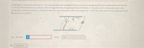 Solved In The Figure A Metal Wire Of Mass M Mg Canside Chegg