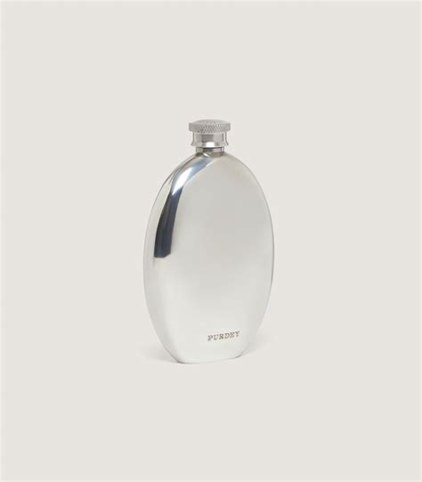 Purdey Field Oval Pewter Flask In Pewter