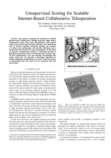 PDF Unsupervised Scoring For Scalable Internet Based Collaborative Teleoperation