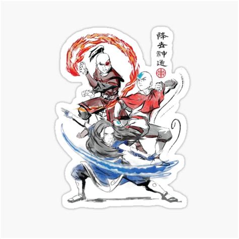 Aang Kat And Zuko Group Sticker For Sale By Philflowerss Redbubble