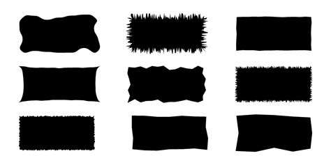 Set Of 12 Black Zigzag Edge Rectangle Shapes Frames With Jagged