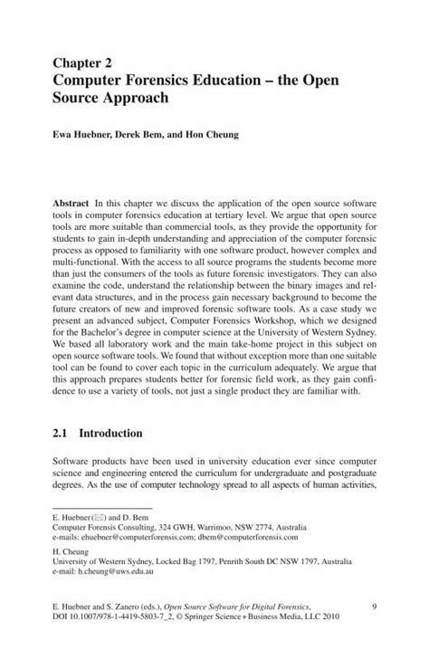 Pdf Chapter 2 Computer Forensics Education The Open Source