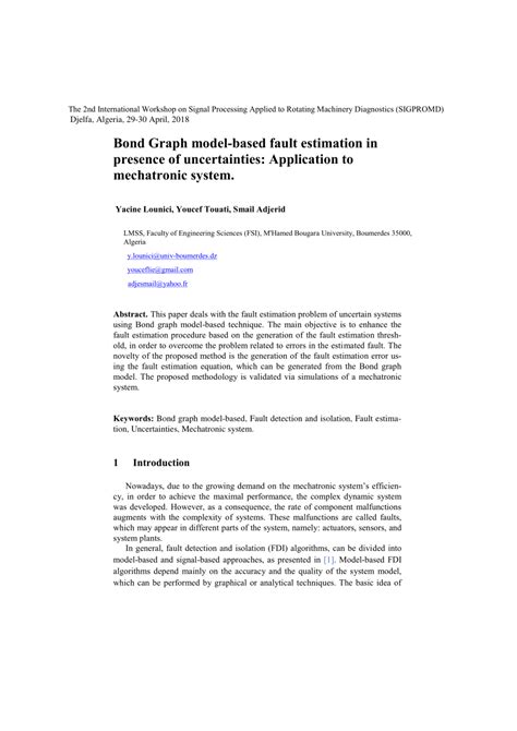 Pdf Bond Graph Model Based Fault Estimation In Presence Of