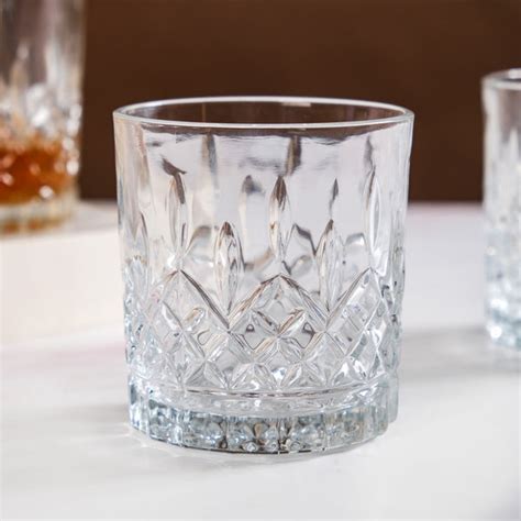 Embossed Heavy Base Old Fashioned Whiskey Glass Set Of 6 310ml Online