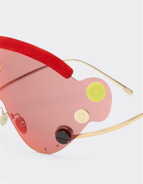 Limited Edition Ferrari Sunglasses In Red And Gold Tone Metal With Red