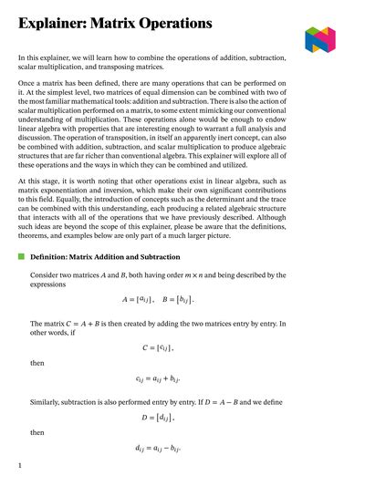 Lesson Matrix Operations Nagwa