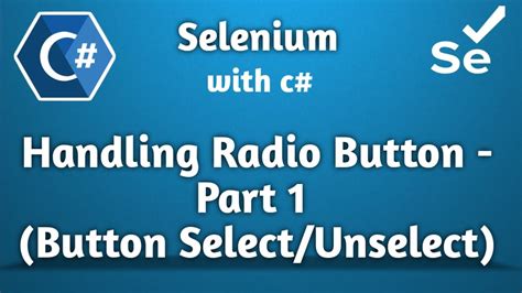 How To Handle Radio Buttons In Selenium C Selenium Beginner Tutorial Youtube